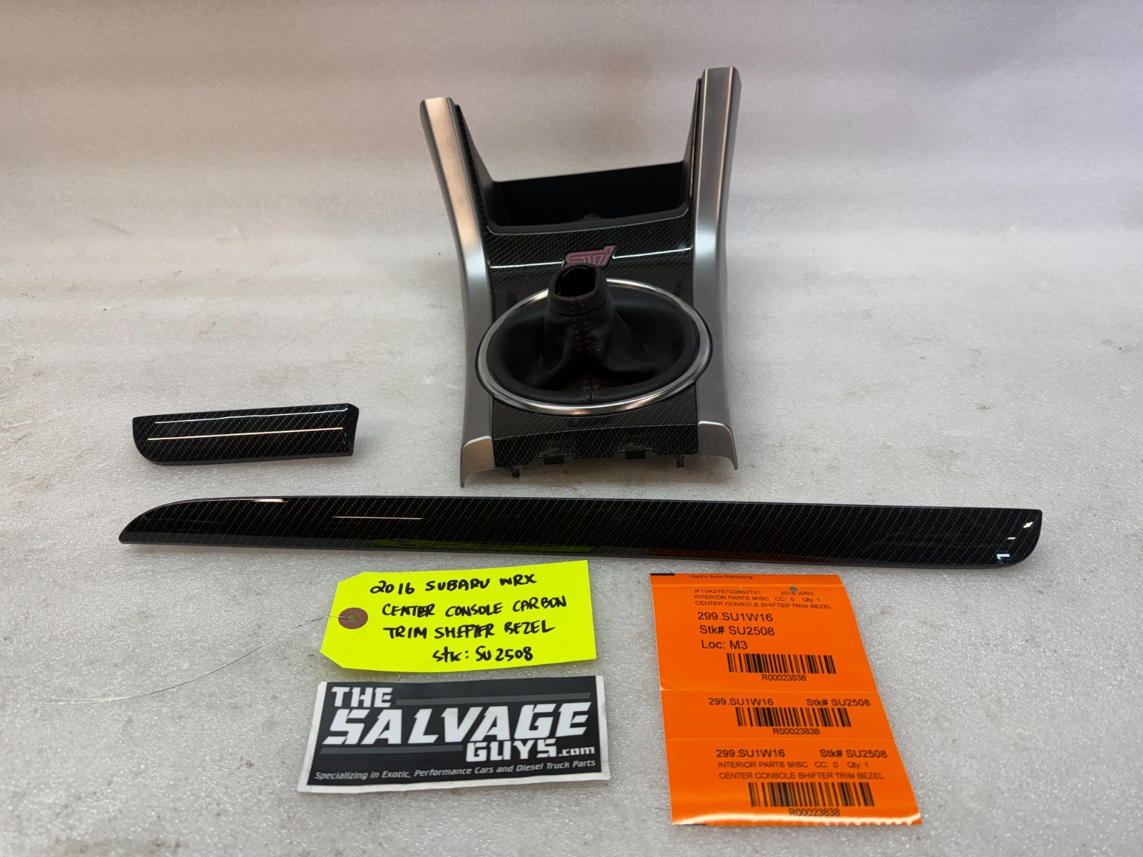 16 SUBARU IMPREZA WRX STi SHIFTER TRIM BEZEL CONSOLE DASH CARBON FIBER ...
